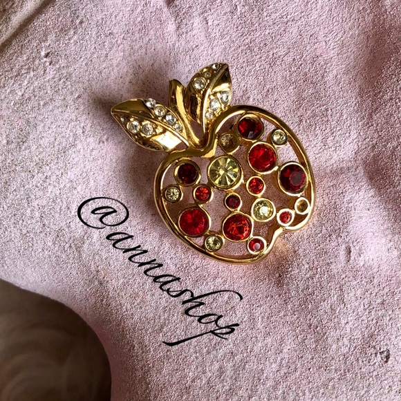 Swarovski | Jewelry | Swarovski Apple Brooch | Poshmark